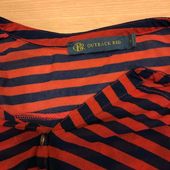 Outback Red | Tops | Outback Red Striped Henley Navy And Red | Poshmark